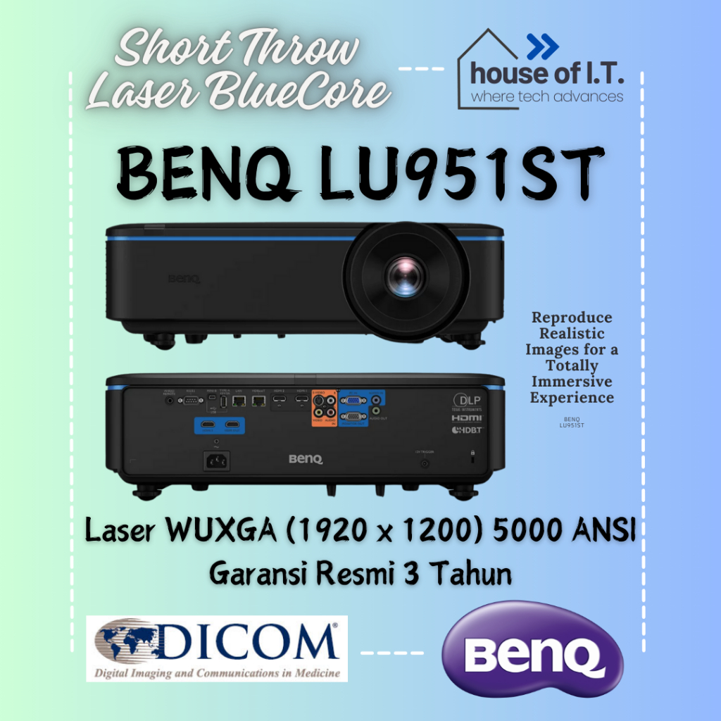 Jual DICOM Medical Laser Projector BENQ LU951ST WUXGA 5000 ANSI ...