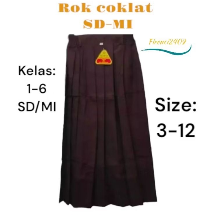 Jual Rok panjang coklat sekolah SD -MI usia 6-13 tahun kelas 1-6 rok ...