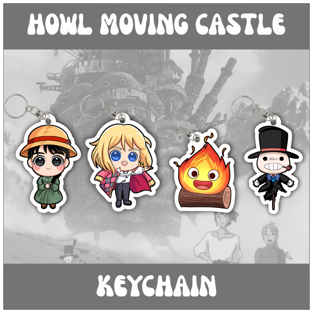 Jual (2 SISI) GANTUNGAN KUNCI HOWL MOVING CASTLE | AKRILIK 3MM | GHIBLI ...
