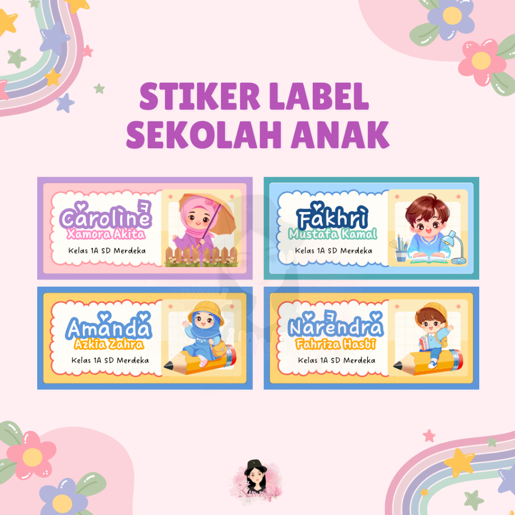 Jual KIMMIE Stiker Label Nama Sekolah Anak Lucu Back to School Sticker ...