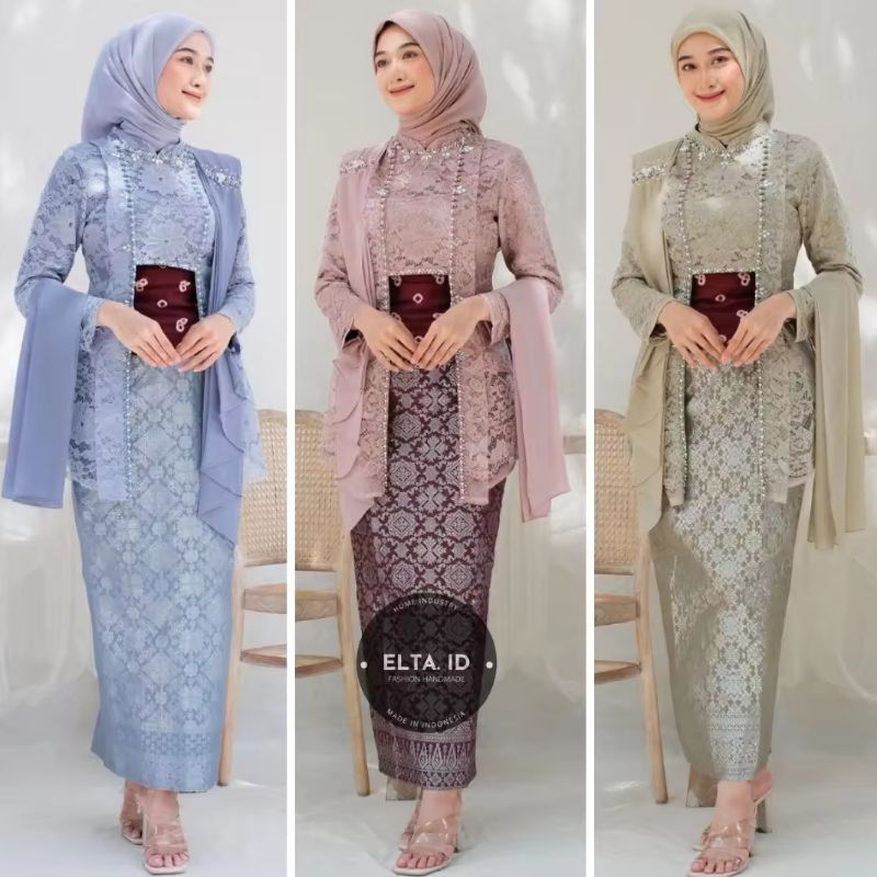 Jual Set Kebaya Kutu Baru Wisuda Modern | Kebaya Set Tunik Lamaran Tunangan Batik Baju Couple ...