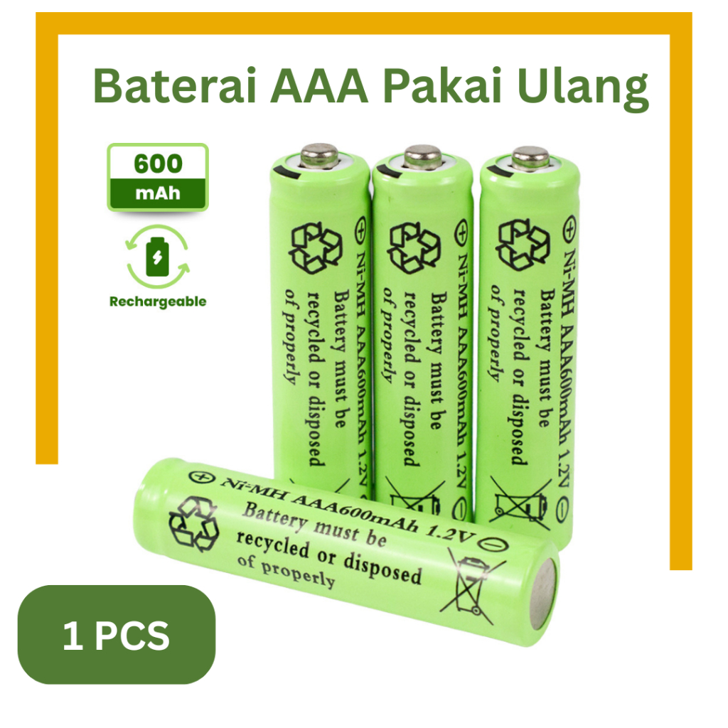Jual Baterai Rechargeable Isi Ulang AAA / A3 1.2V 600Mah Ni-MH Battery ...