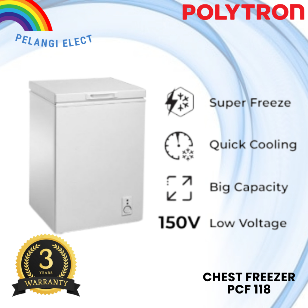 Jual CHEST FREEZER POLYTRON PCF 118 100 Liter / PCF 118 GARANSI RESMI ...