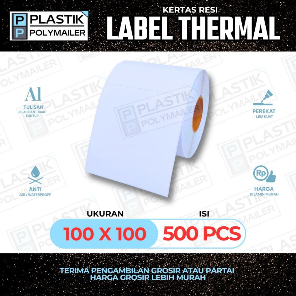 Jual Label Thermal Label Pengiriman Stiker Barcode 100x100 isi 500 lembar Printer Label Sticker ...