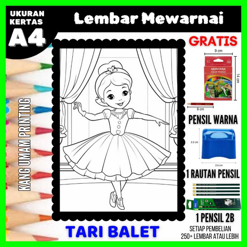 Jual Lembar Mewarnai Gambar Balet Lucu Untuk Anak Sampai Dewasa Bagian ...