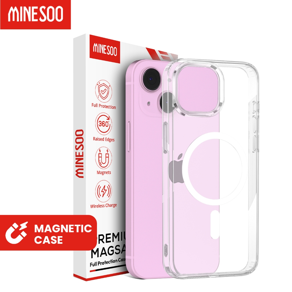Jual Minova Magnetic Case iPhone Clear | Hybrid Bumper MagSafe Support ...
