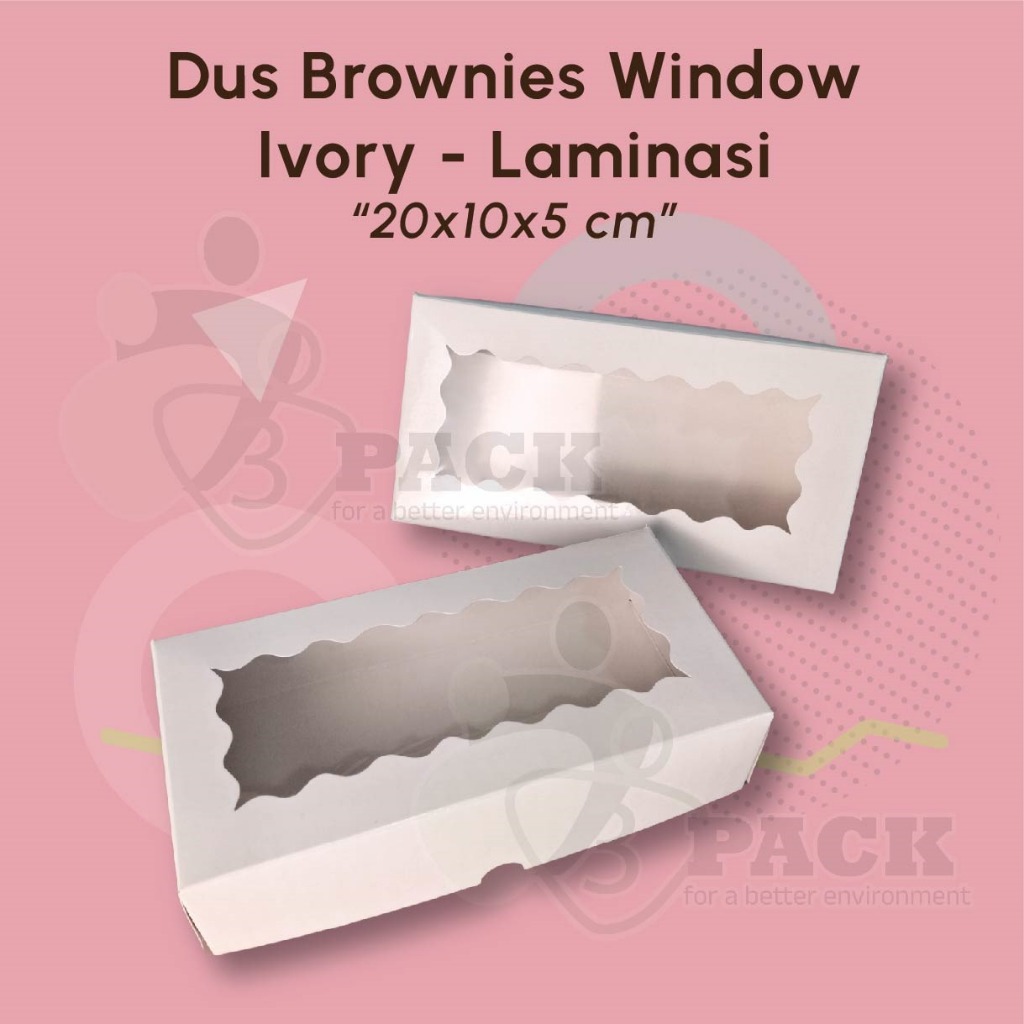 Jual DOS IVORY BROWNIES Kue Box Dus Kotak Kue Brownies ivory Window ...
