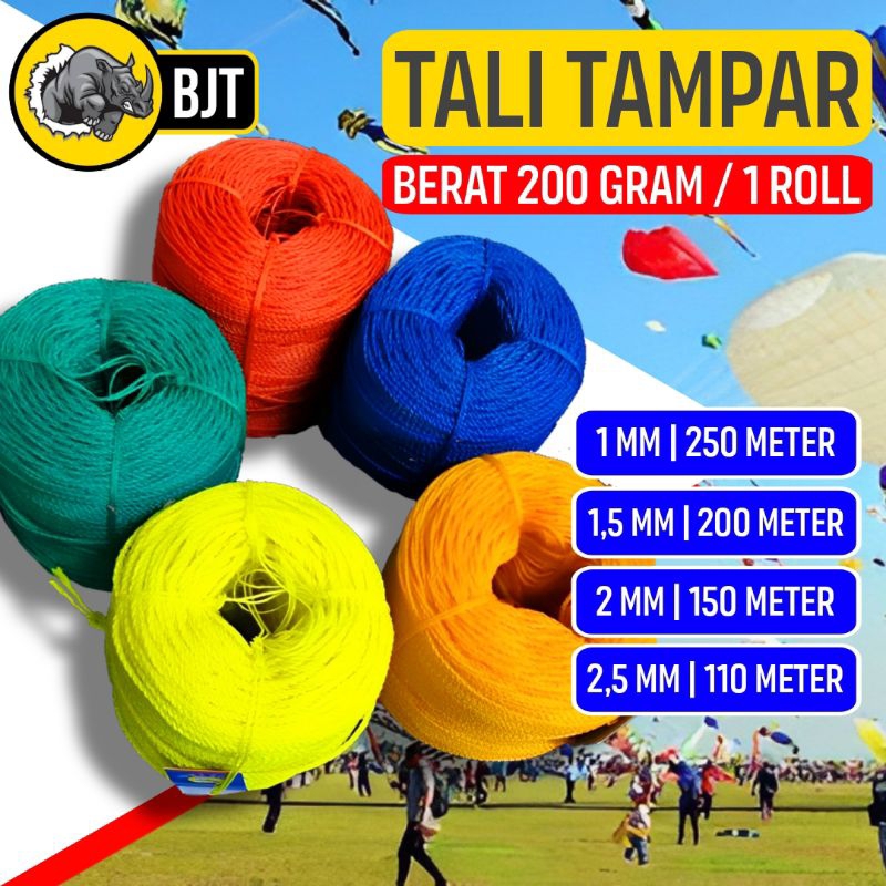 Jual Tali Tampar/Tambang Ukuran 1 mm, 1.5 mm, 2 mm dan 2.5 mm Berat 200 Gram Bahan Nilon A Plus ...