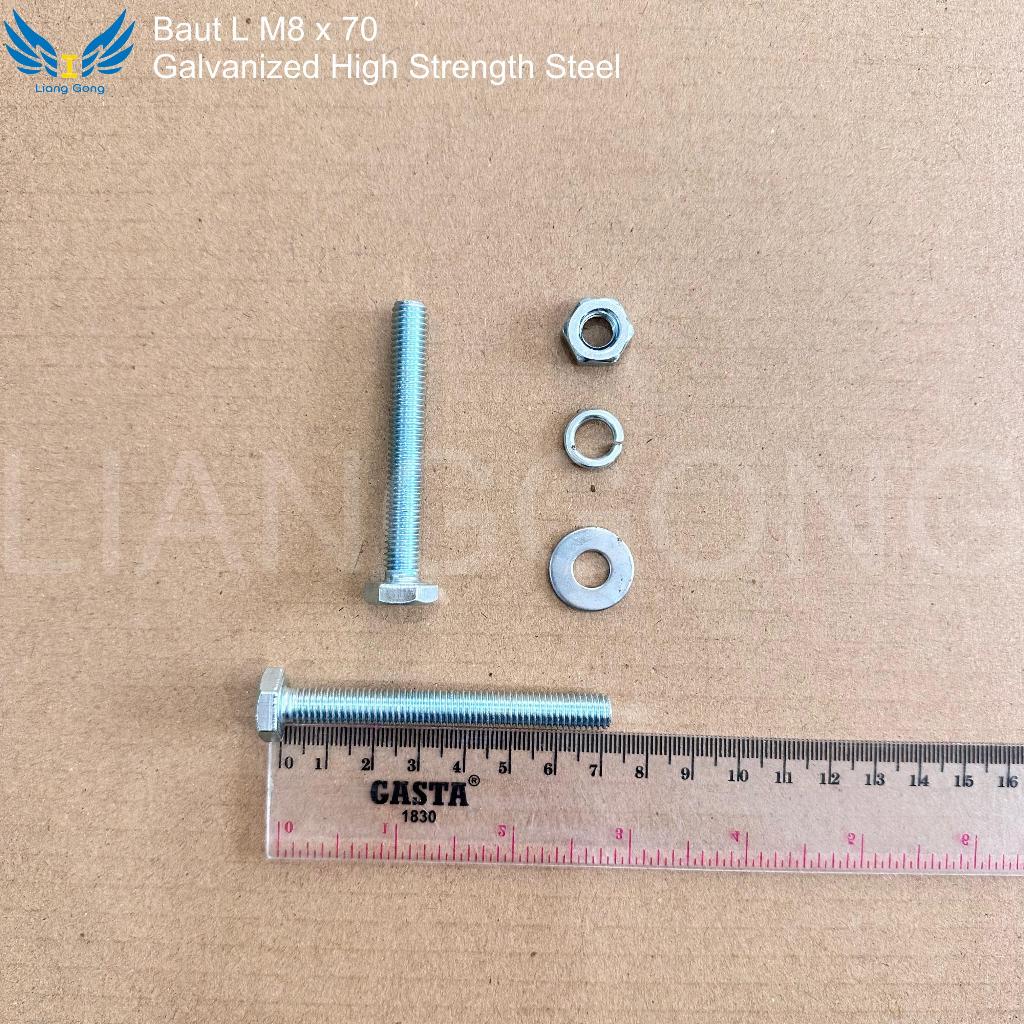 Jual Baut Mur Hex Putih | BMP | Baut M8 x 70 Putih Galvanis | Baut Mur | Grade 4.8 | Shopee ...