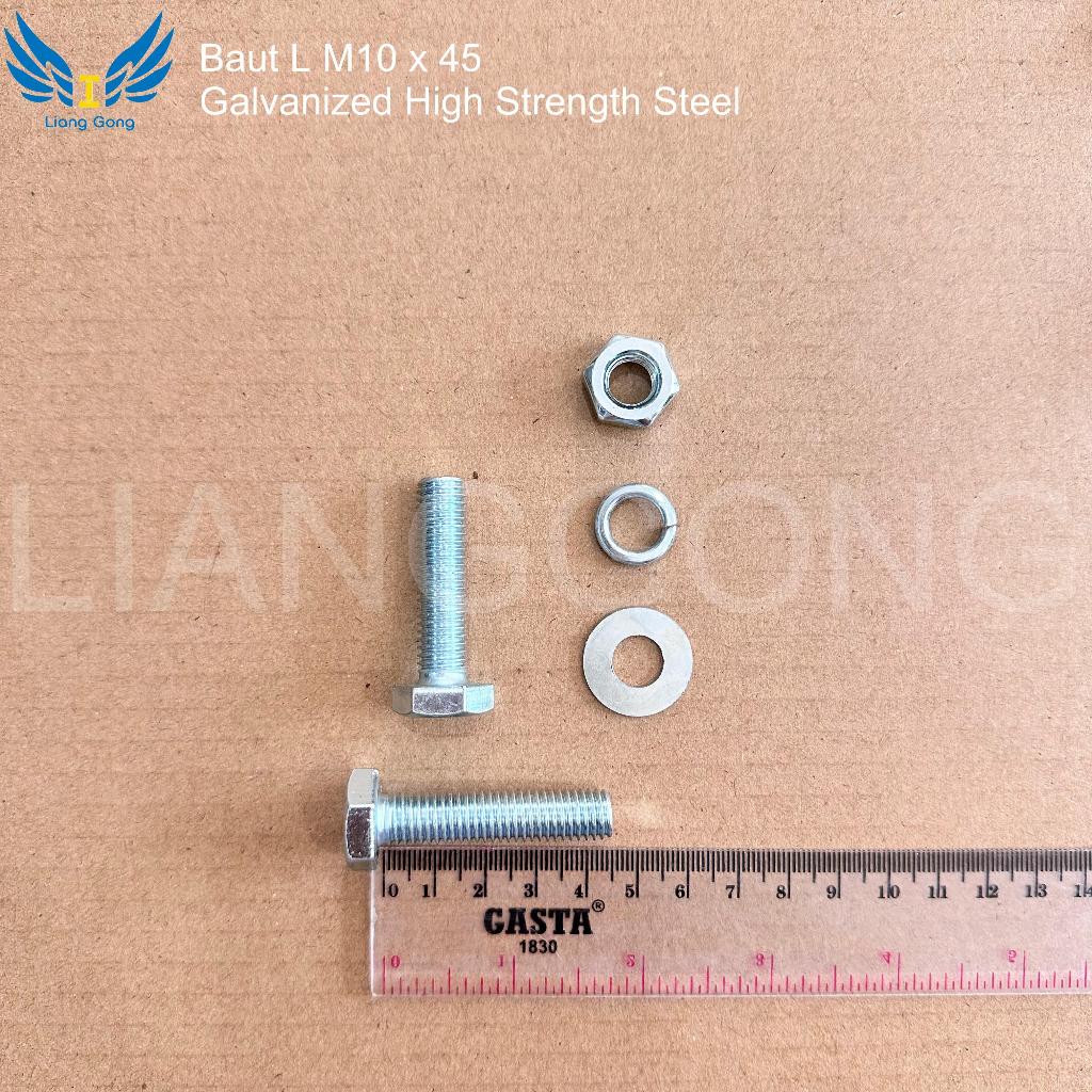 Jual Baut Mur Hex Putih | BMP | Baut M10 x 45 Putih Galvanis | Baut Mur ...