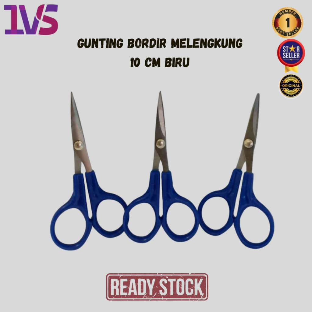 Jual Gunting Bordir Melengkung 10 Cm Biru Original Product | Shopee ...