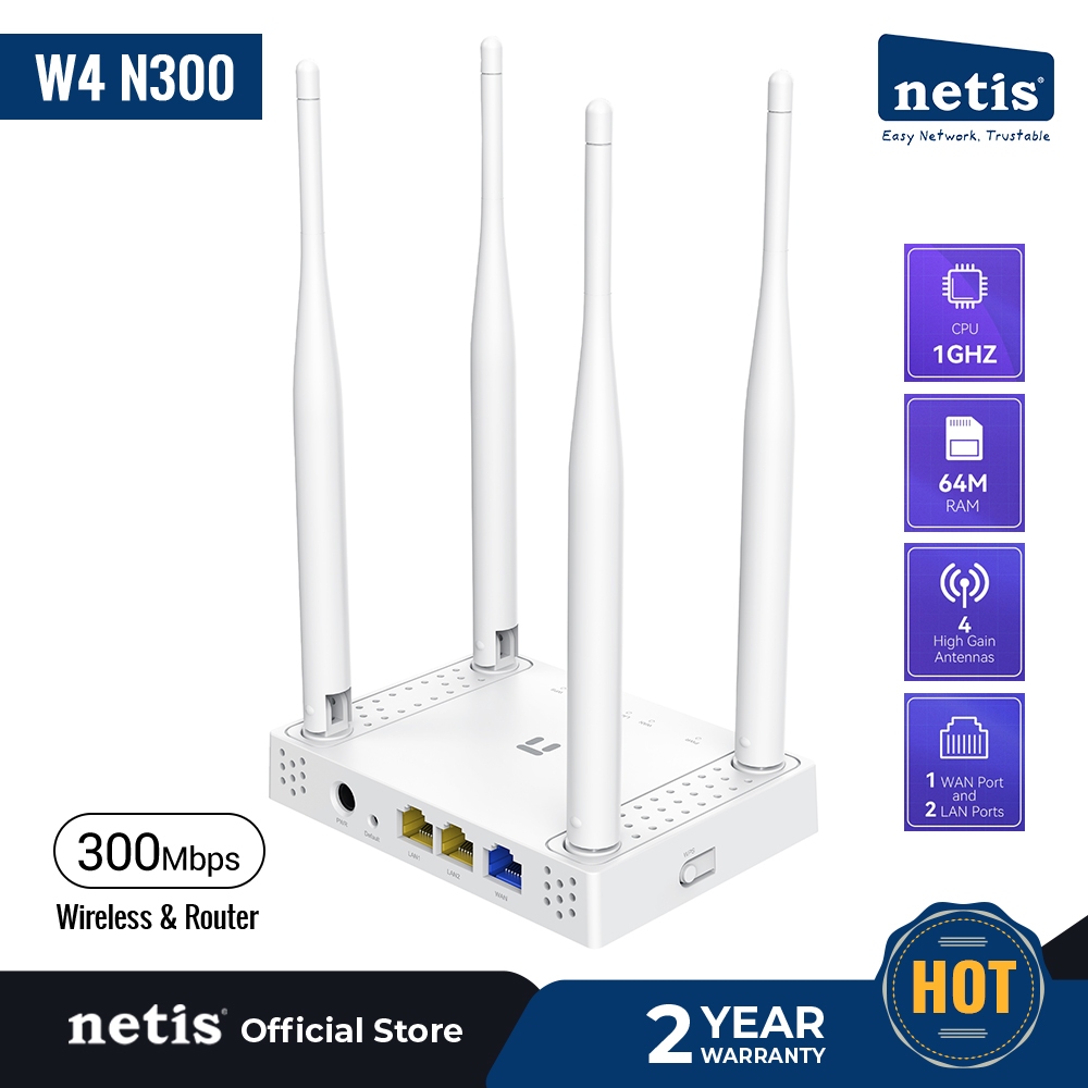 Jual NETIS W4 N300 Wireless Router 300Mbps 4 Antena | Shopee Indonesia