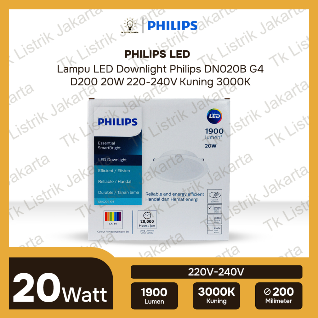 Jual Lampu Downlight LED Plafon Philips DN020B G4 LED20 20W 8 Inch D200