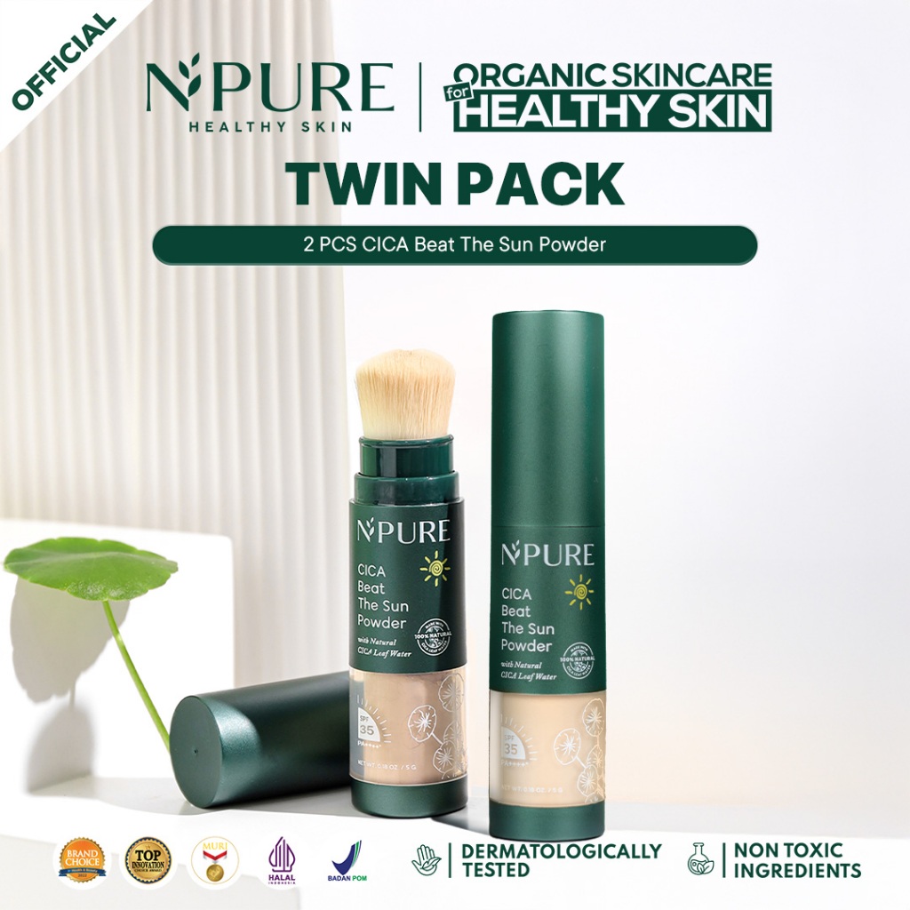 Jual NPURE 【BUY 1 GET 1】 Sunscreen Powder Cica / Beat the Sun Powder ...