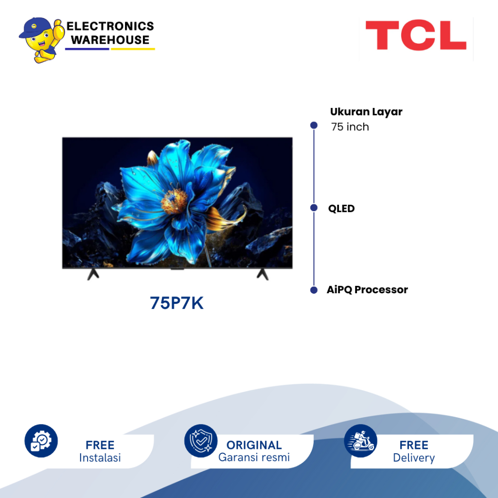 Jual TCL 75P7K / P7K QLED 4K UHD Smart Google TV 75 Inch - HVA PANEL SCREEN - HDR Brightness ...