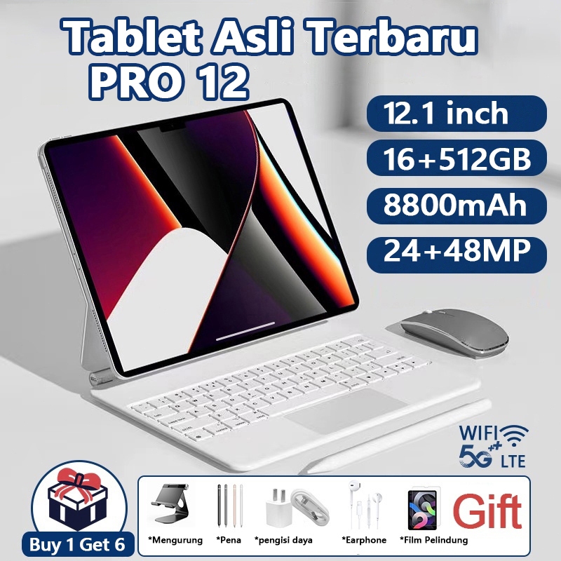 Jual New Tablet Pro 12 asli Tab 12.1 Inci 5G Tablet Android Pad 16 ...