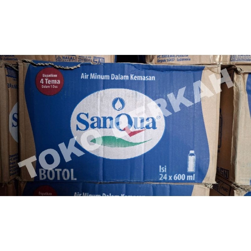 Jual Sanqua 600ml botol sedang per dus/karton (AMDK Air Minum) | Shopee ...