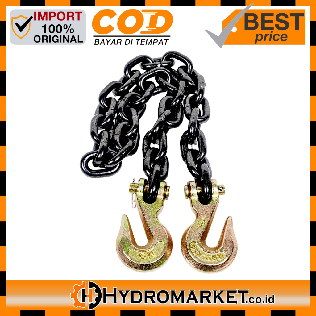 Jual 6 m 10 mm Chain G80 + Grab Hook / Rantai Lashing Chain Lashing Set ...