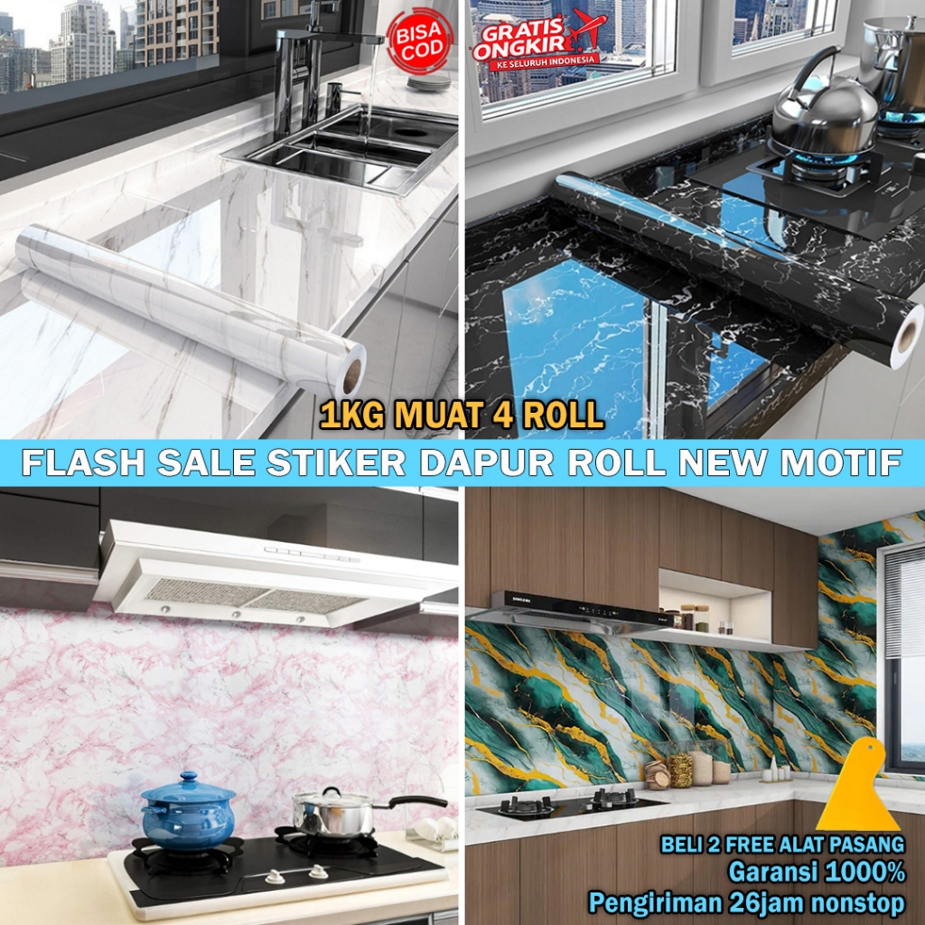 Jual Stiker Dapur Marmer Glossy Anti Air Anti Minyak New Motif PVC ...