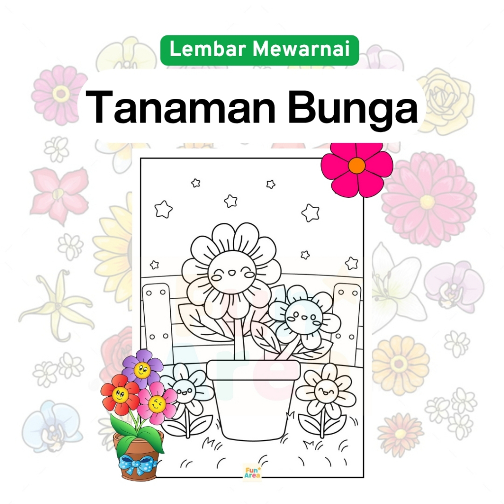 Jual Tanaman Bunga | Kertas Lembar Mewarnai Anak | Coloring Pages Kids ...