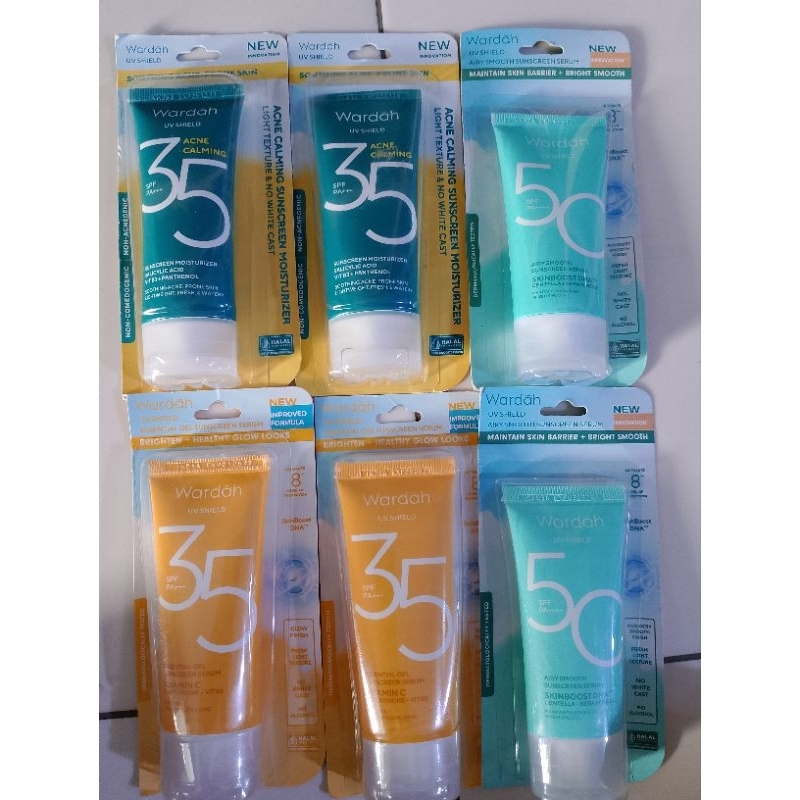 Jual Wardah Sunscreen spf 35 kuning, spf 35 acne calming, spf 50 ...