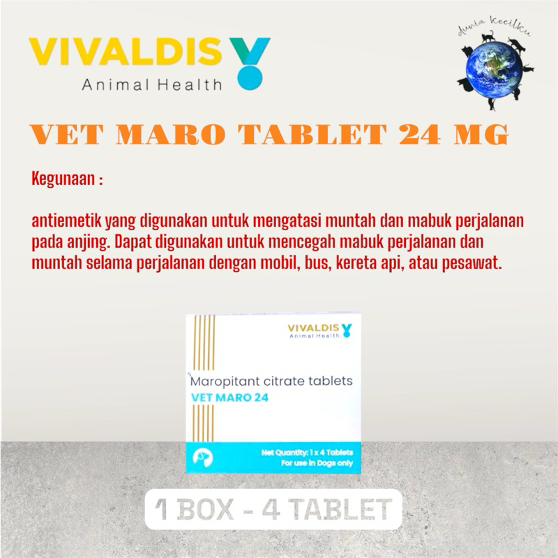 Jual Vivaldis Vet Maro Tablet 24 Mg Antiemetik Kucing Anjing Mengatasi ...