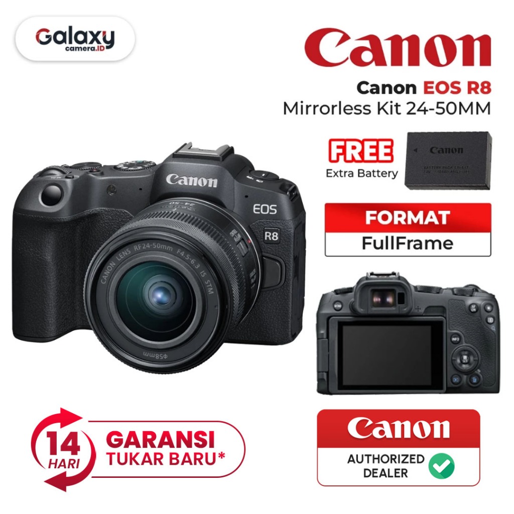 Jual Canon EOS R8 Kit RF 24-50MM Kamera Mirrorless FullFrame Camera ...
