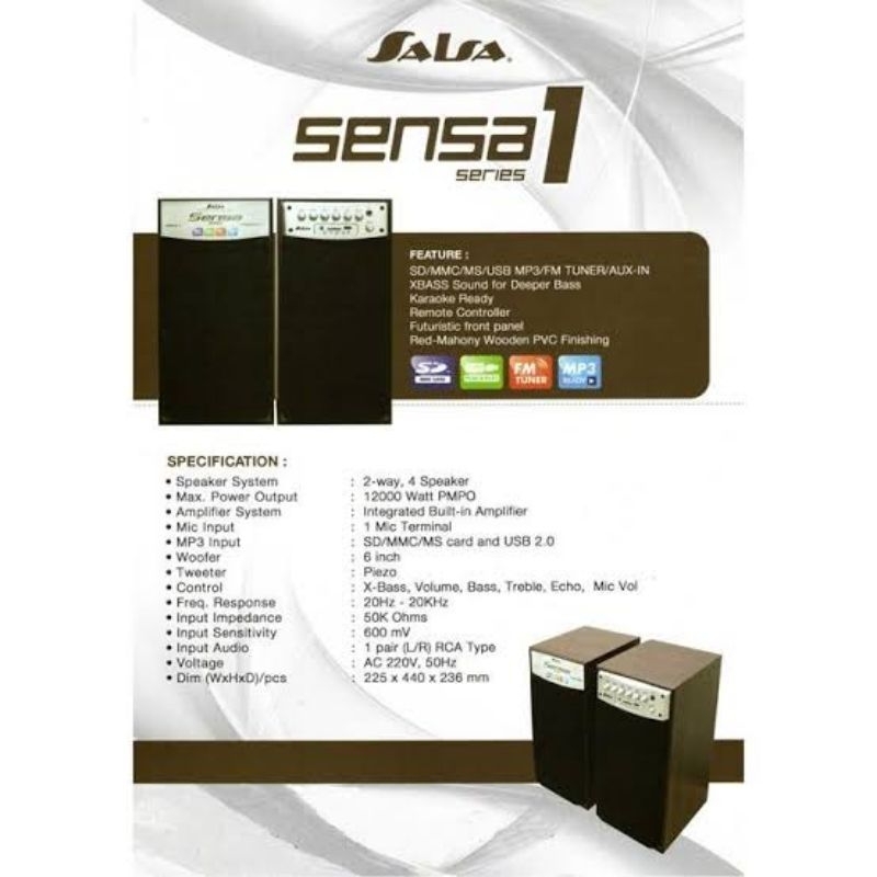 Jual ACTIVE SPEAKER AKTIF SALSA SENSA 1 SENSA1 SD MMC CARD USB INPUT ...
