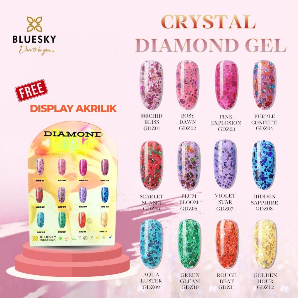 Jual NEW!! BLUESKY CRYSTAL DIAMOND GEL POLISH GDZ | Shopee Indonesia
