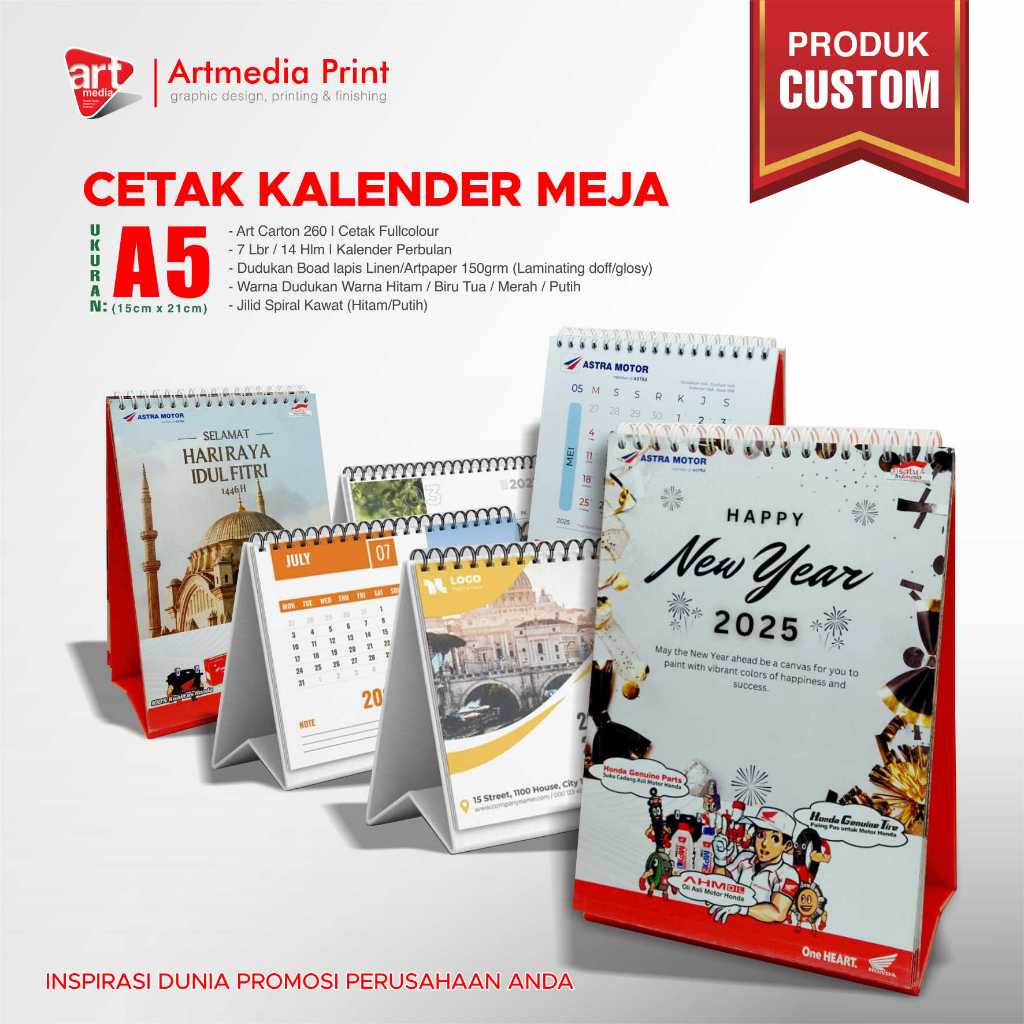 Jual Cetak Kalender Meja/Duduk, Ukuran A5 (15cm x 21cm), 7 Lembar/14 ...