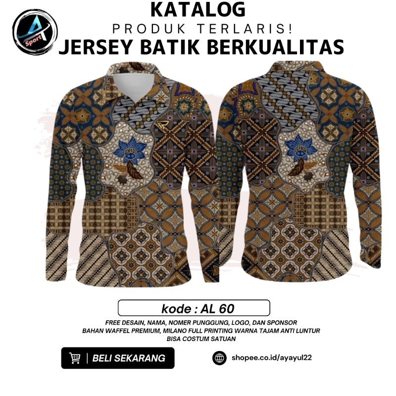 Jual KAOS JERSEY MOTIF BATIK LENGAN PANJANG FULL PRINTING DRY-FIT BISA ...