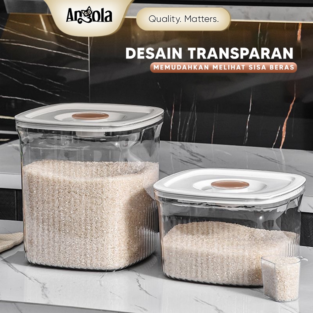 Jual ANGOLA Dispenser Beras Transparan 5KG 10KG Tempat Beras E50-E51 Rice Bucket / Tempat ...