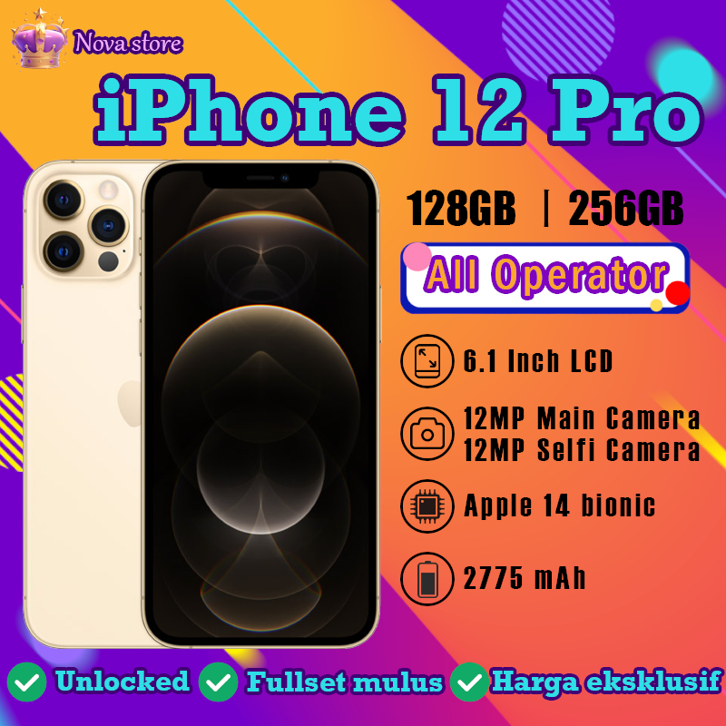 Jual iPhone 12 Pro 128GB 256GB Second Hand fullset Asli100% 6.1"Inch OLED Unlocked Face ID NFC ...