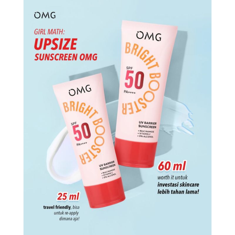 Jual ♥Melody♥OMG Oh My Glow Bright Booster UV Barrier Sunscreen SPF 50 PA++++ 60ml Untuk Semua ...