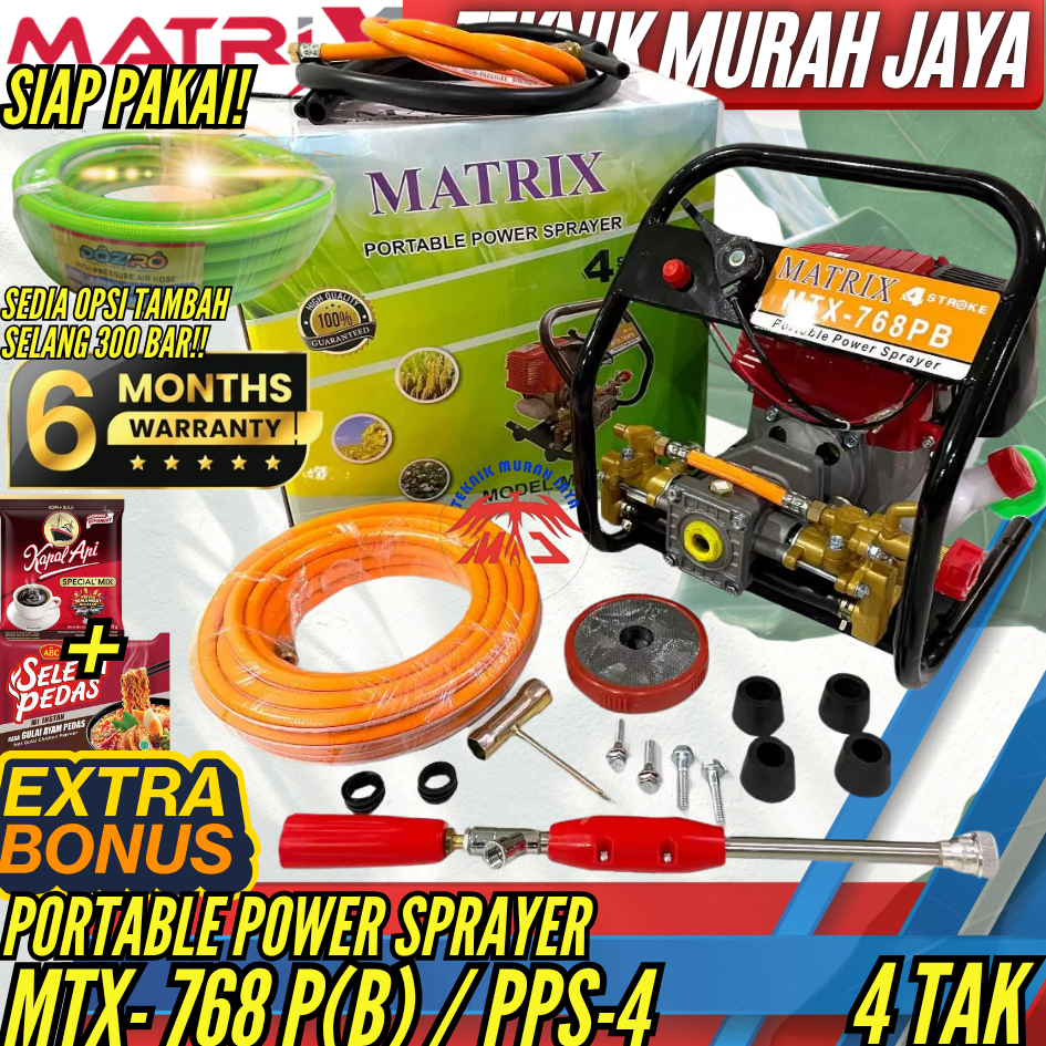 Jual MATRIX MTX-768B 4 TAK Pompa Power Sprayer Bensin Mesin Jet Cleaner Portable MTX 768 B Mesin ...