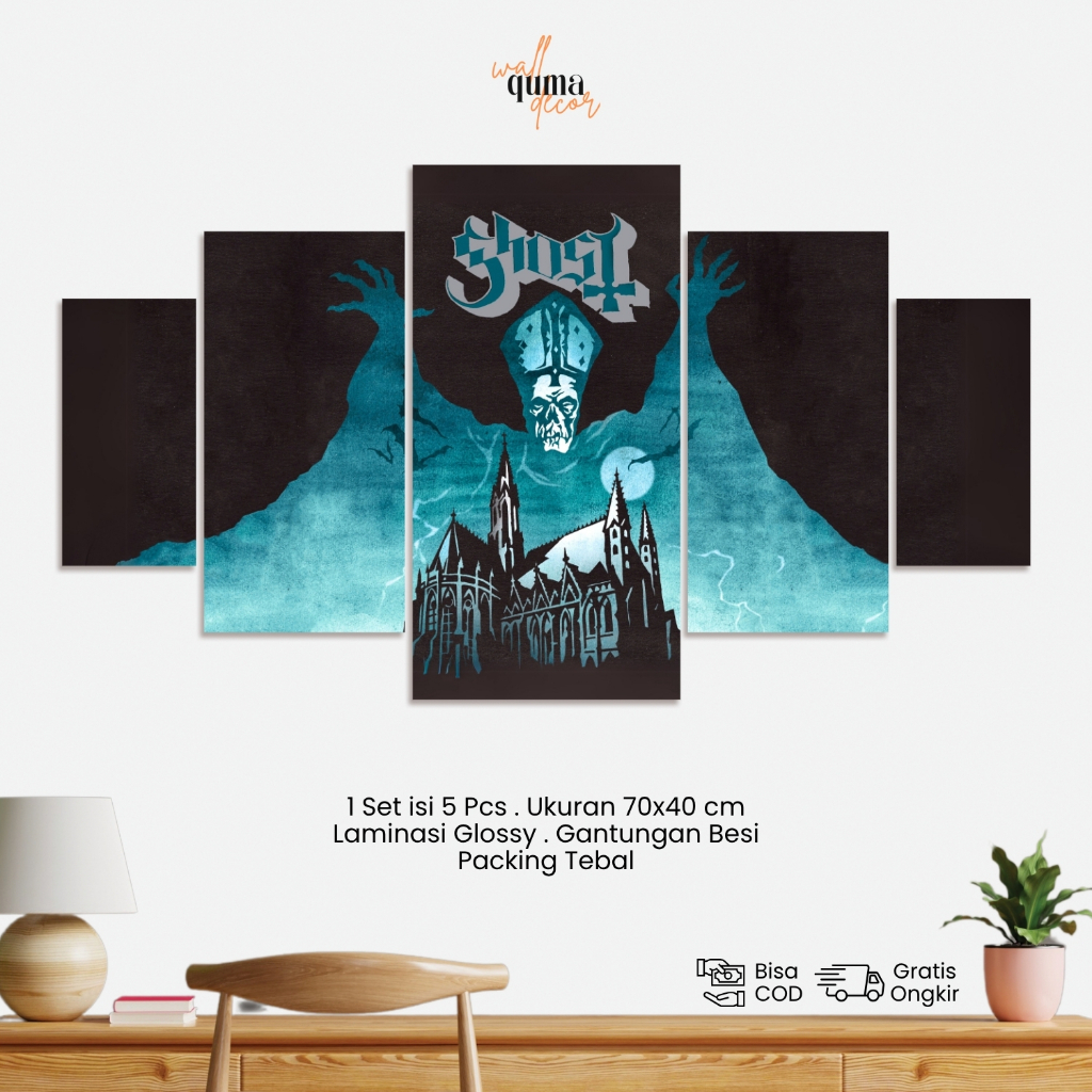 Jual Poster Kayu Hiasan Dinding Rock Metal GHOST 5 Panel MDF - Dekorasi ...