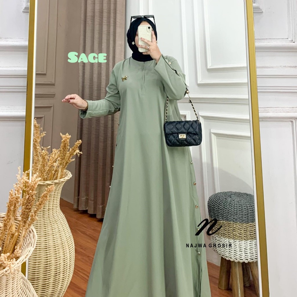 Jual LAINI ikhwani Abaya kancing sabrina anti UV | Shopee Indonesia