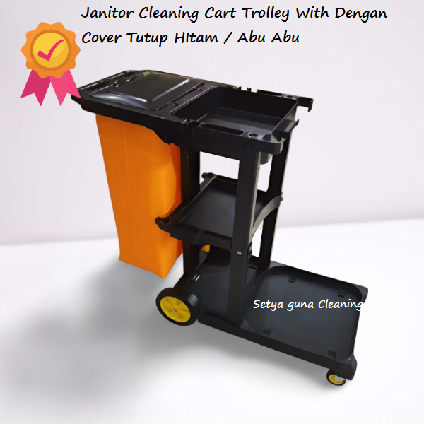 Jual Janitor Cleaning Cart Trolley With Dengan Cover Tutup HItam / Abu ...