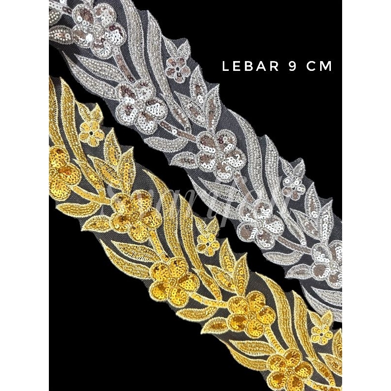 Jual Renda Kebaya / Renda Bordir / Renda Payet Mewah Motif Bunga [709RD ...