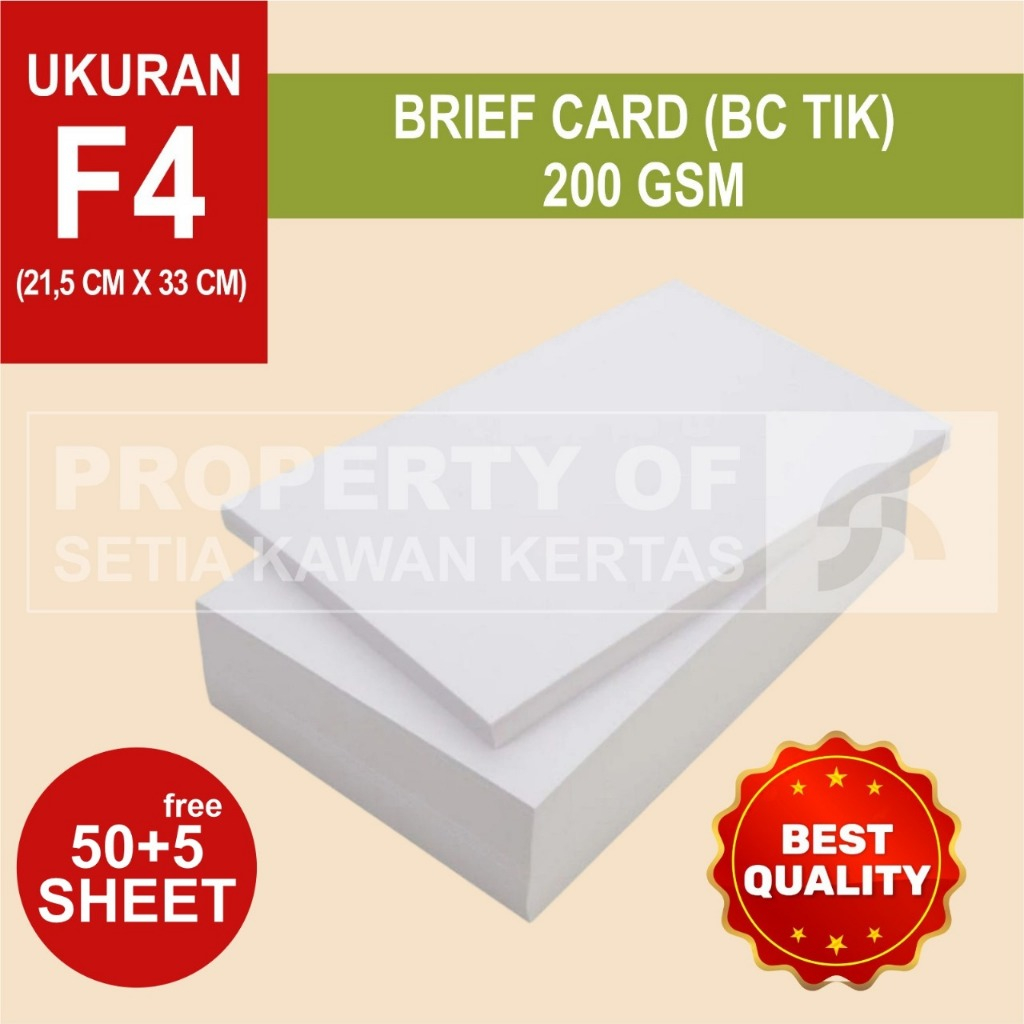 Jual Kertas BC TIK (BRIEF CARD) 200 gsm F4/A4 isi 55 lembar | Shopee ...