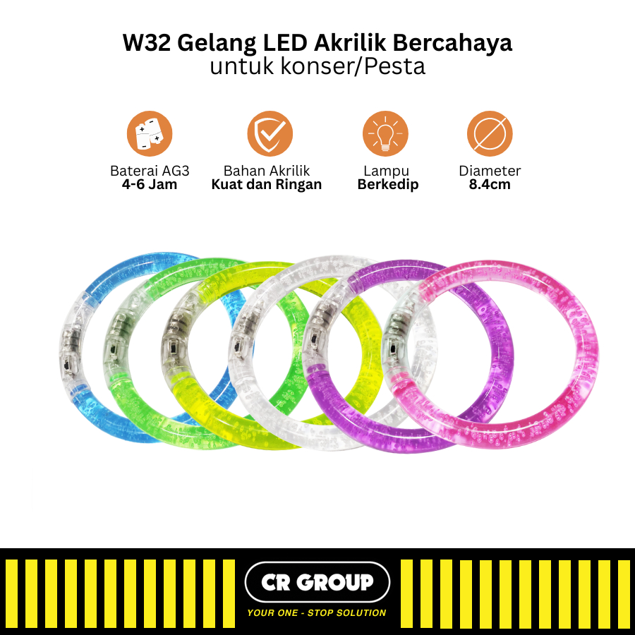 Jual [CRGROUP] W32 Gelang Akrilik LED Bercahaya Light Up Bracelets ...