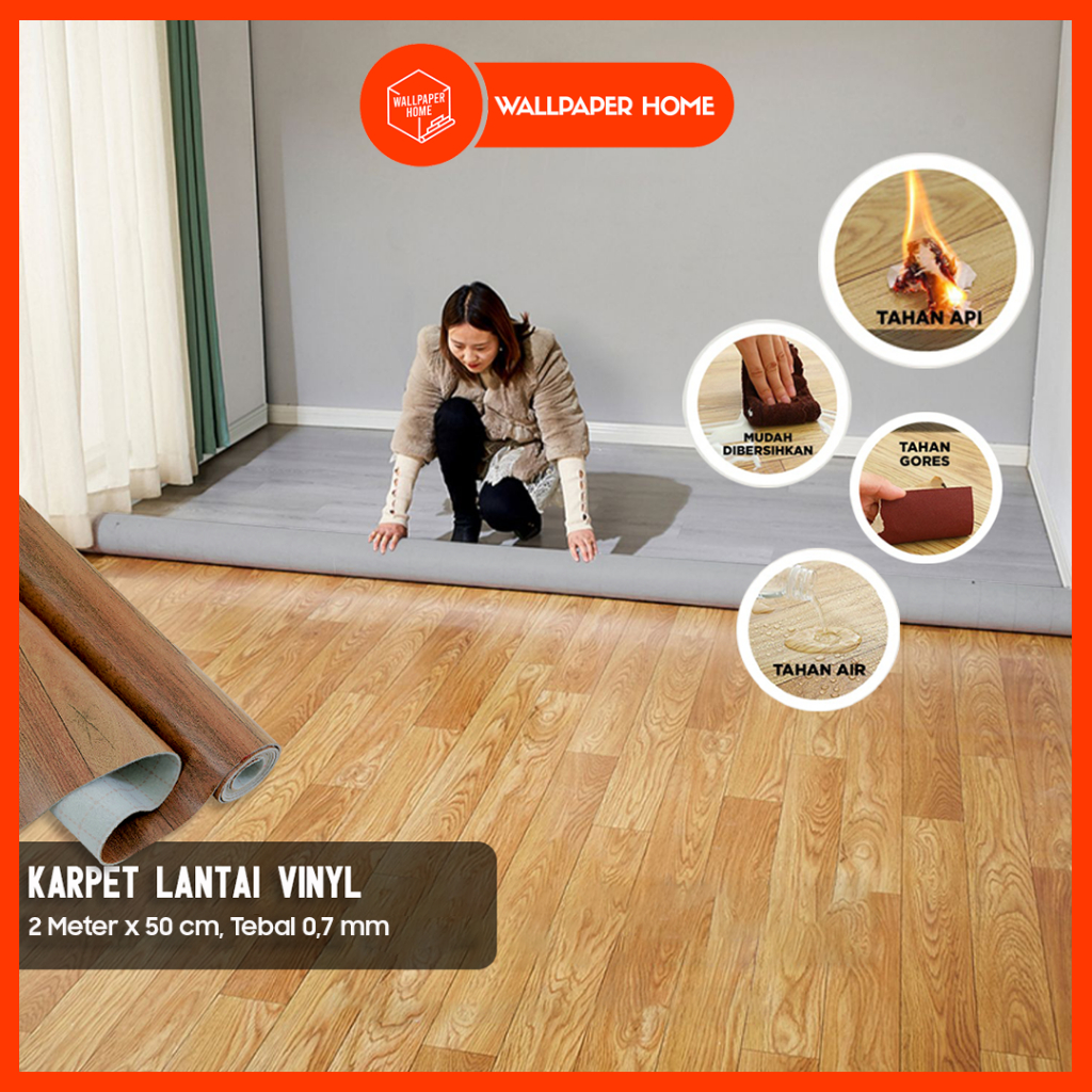 Jual Wallpaper Home Karpet Lantai Vinyl Meteran Lebar 2 Meter Panjang 50 Cm Tebal 0.7 Mm Anti ...