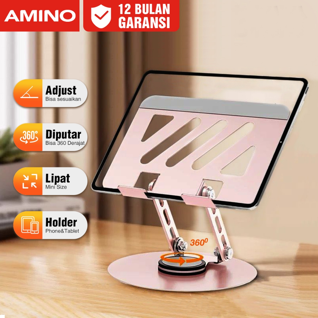 Jual AMINO Tablet Desktop Stand Di Lipat 360 Degree Rotating Adjustable ...