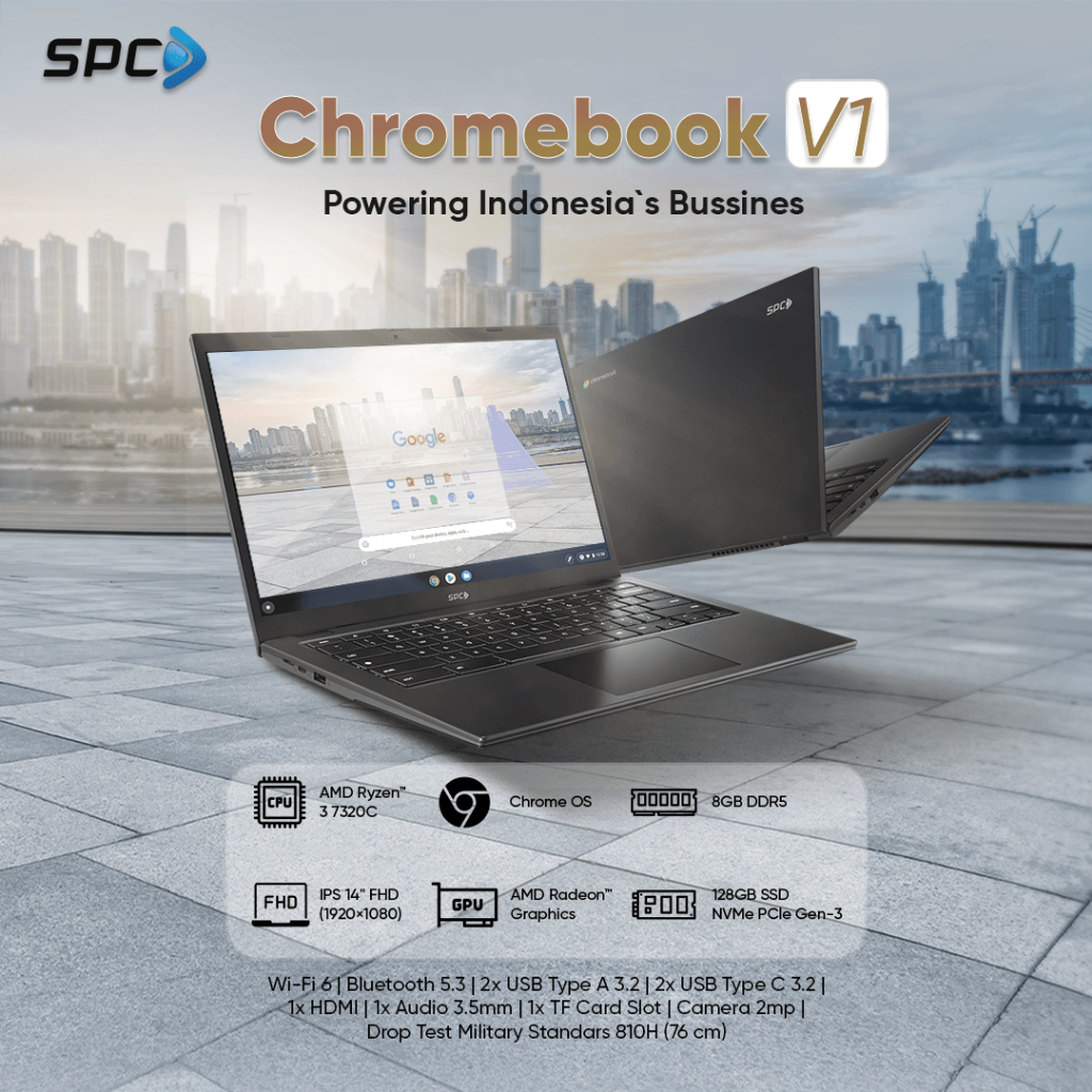Jual SPC CHROMEBOOK V1 | AMD Ryzen 3 7320C | 14" FHD 8GB 128GB SSD ...