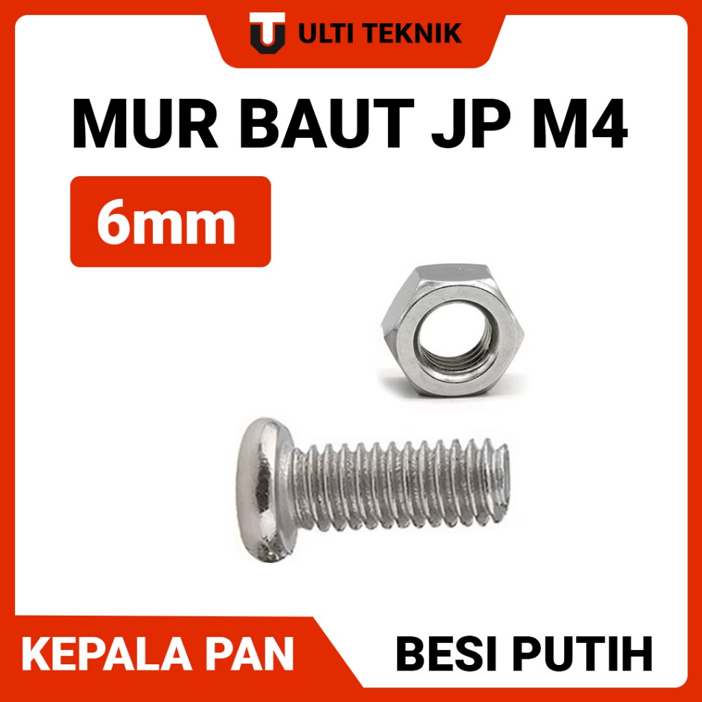 Jual Mur Baut JP M4 x 6mm Sepasang Besi Putih Galvanis | Baut Philips ...