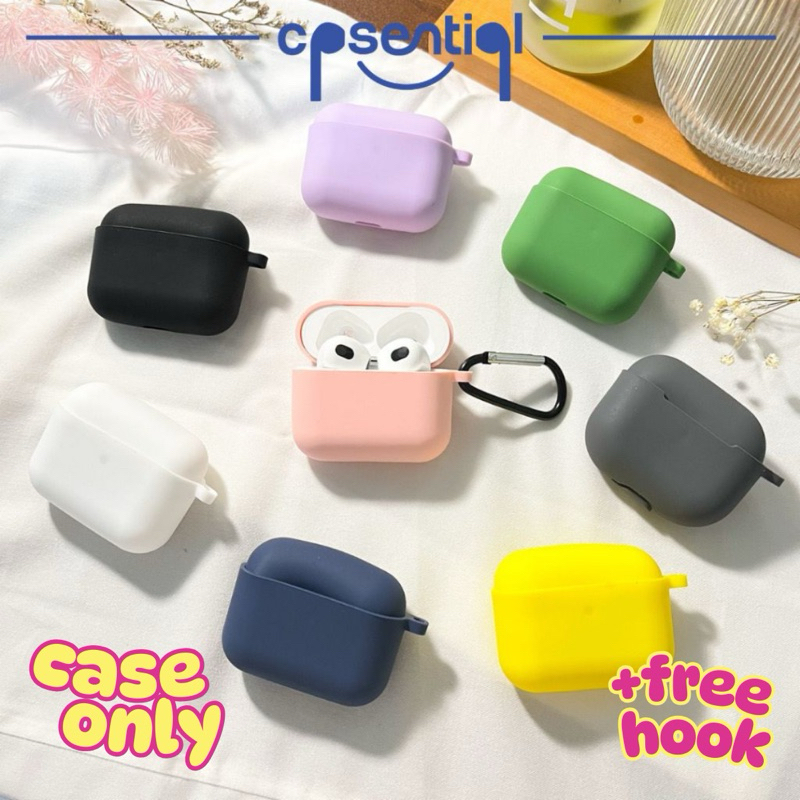 Jual [ BUKAN HEADSET] COD Case Airpods Basic Plain Free Hook Gen 1/2 ...