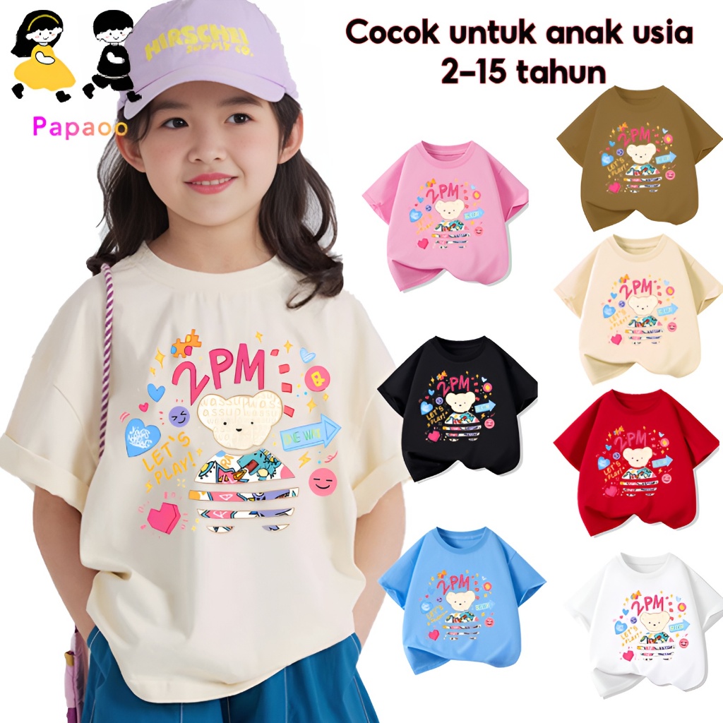 Jual PAPAOO. COD Kaos anak perempuan Oversize imut-imut 100% Cotton ...