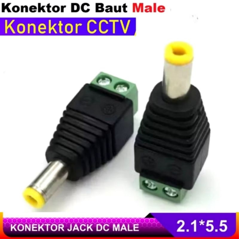 Jual Jack DC Male Jantan Konektor Camera CCTV Taiwan Kuning 2.1x5.5mm | Shopee Indonesia
