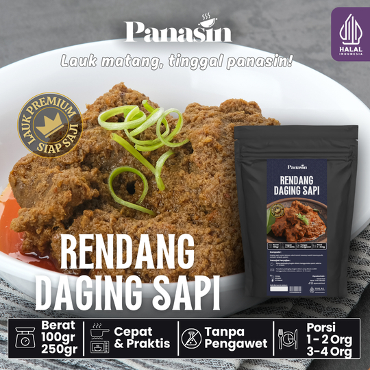 Jual PANASIN Rendang Daging Sapi - Porsi Keluarga 250g & Porsi 100g ...