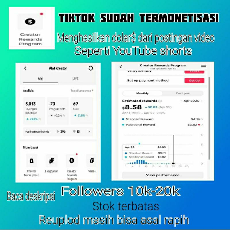 Jual orderan request tiktok monetisasi crp creator reward program beta ...